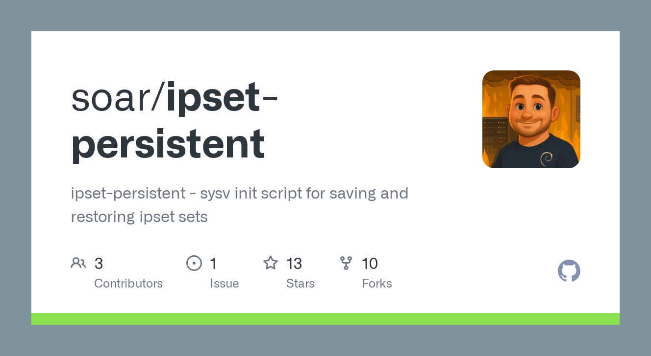 ipset-persistent — sysv init скрипт для ipset · @soar